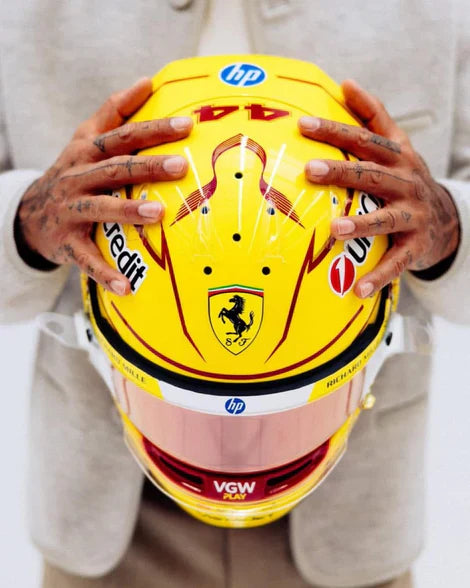 Hamilton shares first look at striking helmet design for new Ferrari c ...